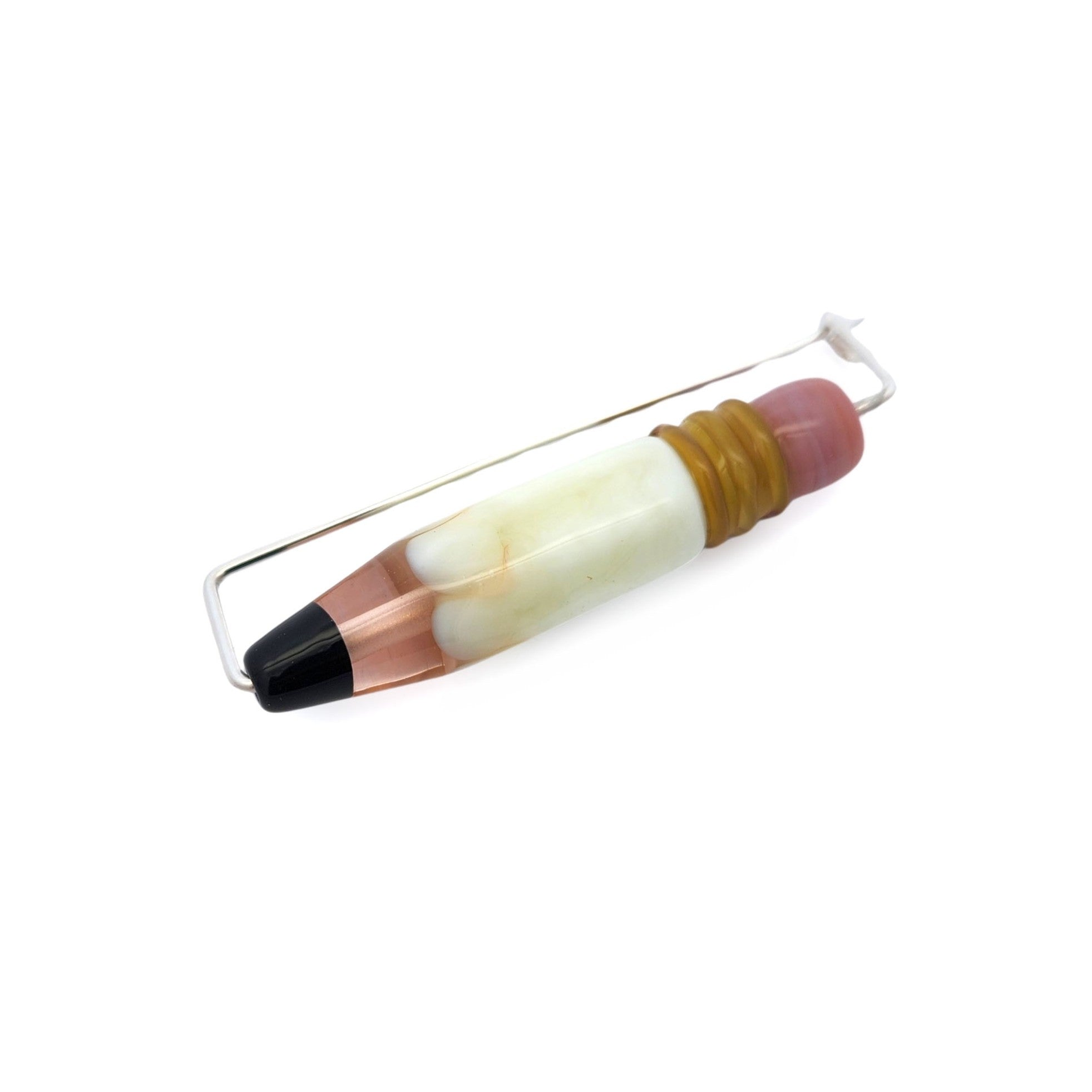 White Glass Pencil Brooch – Made You Look Jewellery