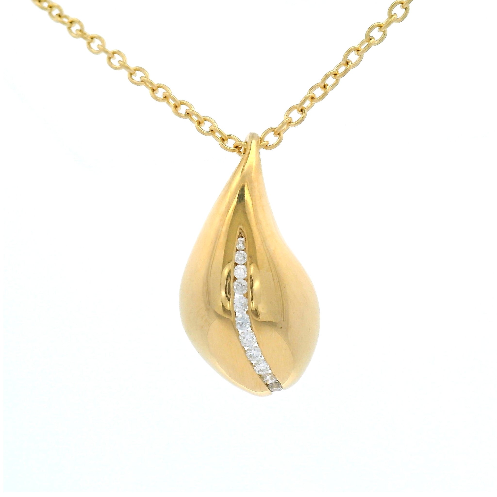 18k Yellow Drop Pendant with Channel-Set Diamonds – Made You Look Jewellery